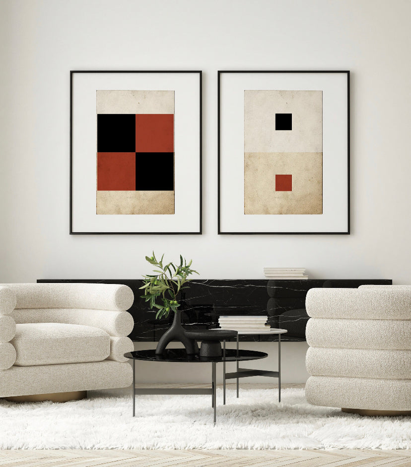 Set de Cuadros abstractos geométricos, minimalismo – Cuadros Deco