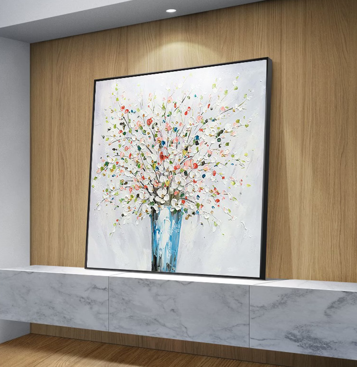 Cuadro Pintado a Mano textura, Florero – Cuadros Deco