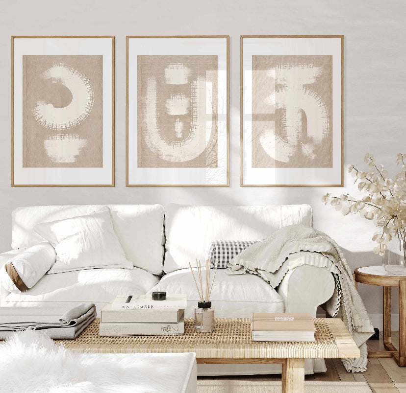 Set 3 Cuadros abstracto neutros , beige – Cuadros Deco