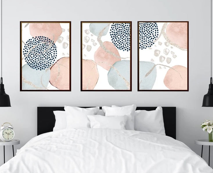 Set 3 Cuadros abstractos acuarelados – Cuadros Deco
