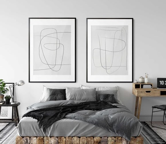 Set 2 Cuadros lineas blanco y negro – Cuadros Deco