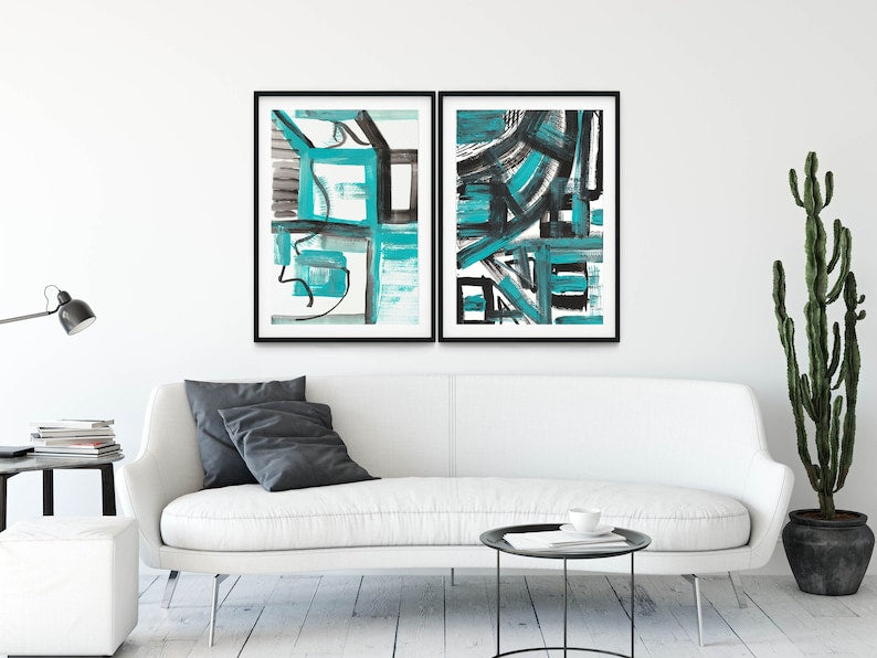 Set 2 Cuadros lineas abstractas – Cuadros Deco