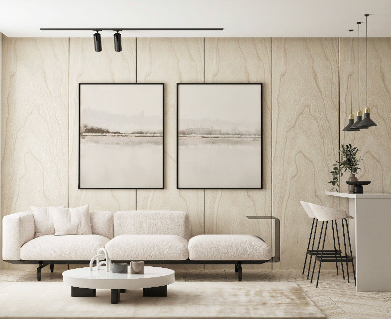 Set 2 Cuadros abstracto neutros – Cuadros Deco