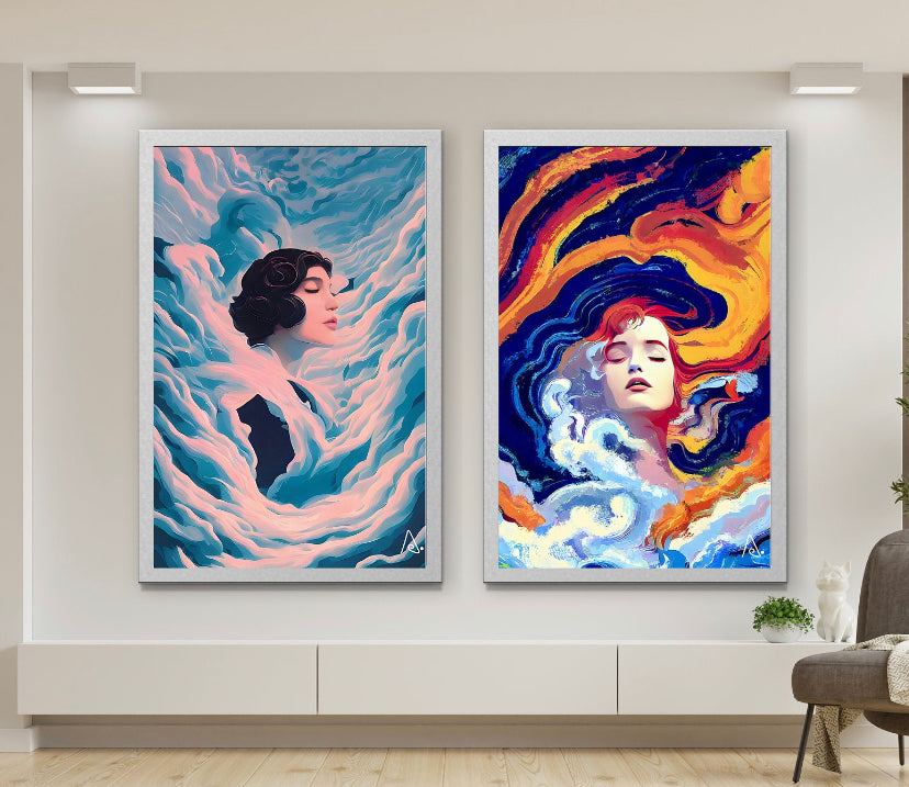 Set 2 Cuadros rostros mujer – Cuadros Deco