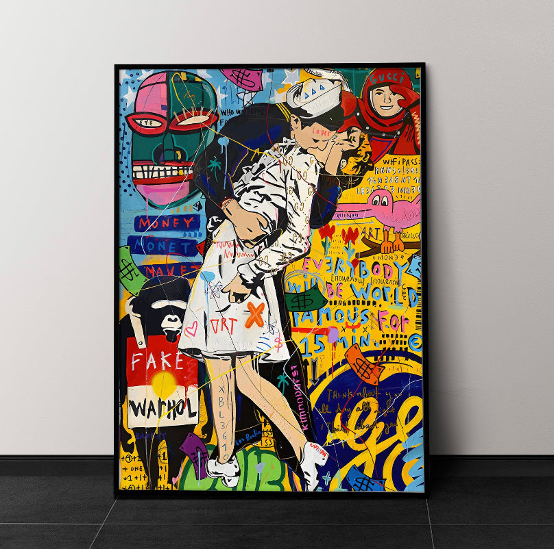 Cuadro Street Art "el beso " – Cuadros Deco